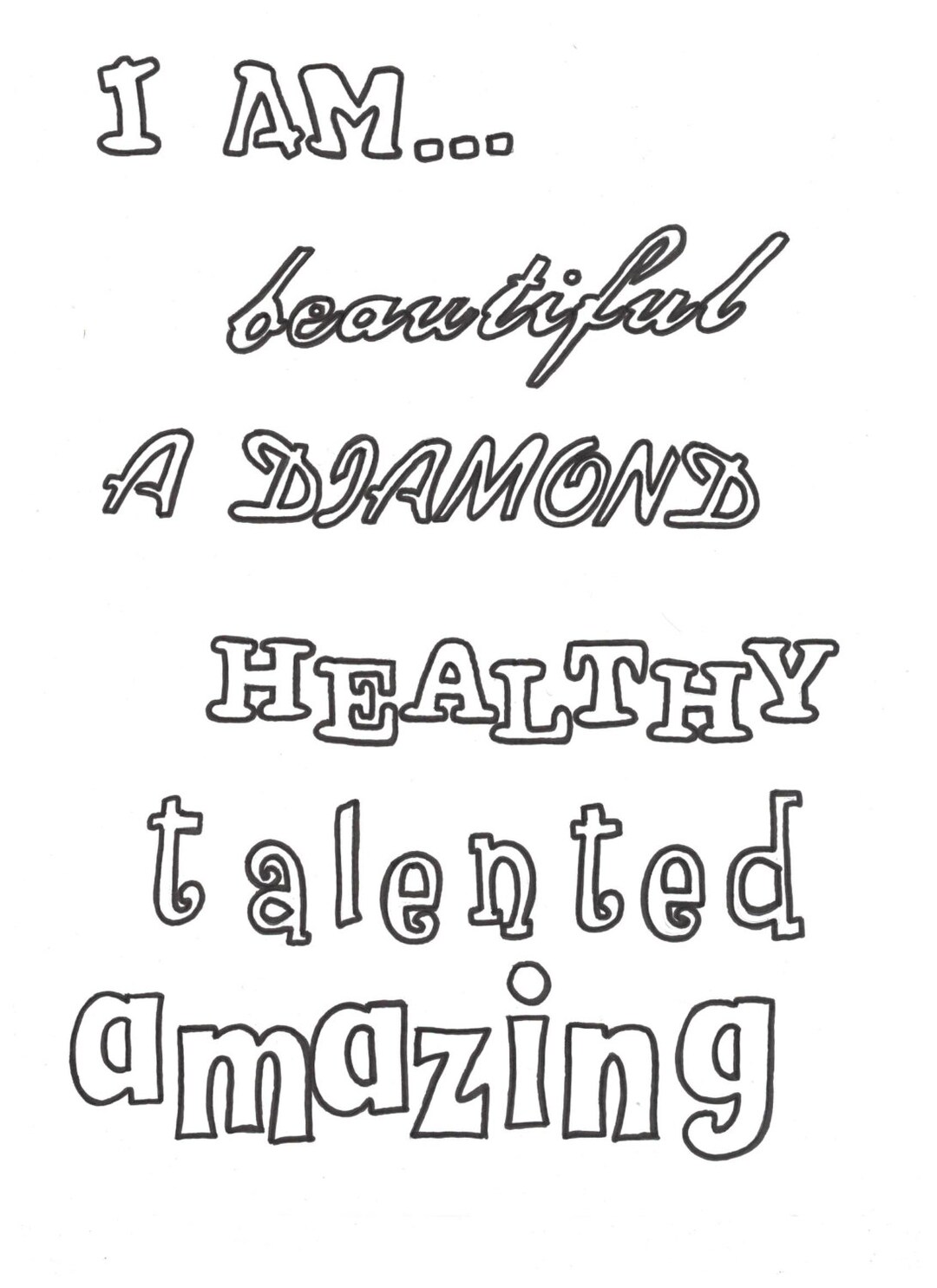 I Am Coloring Page - Etsy