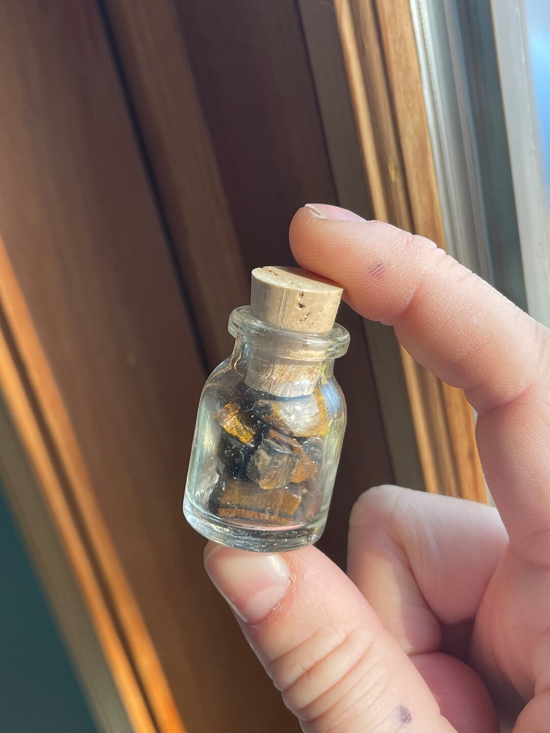 Crystal Jar, Cute Mini Tigers Eye Bottle Crystal Chips, Protection ...