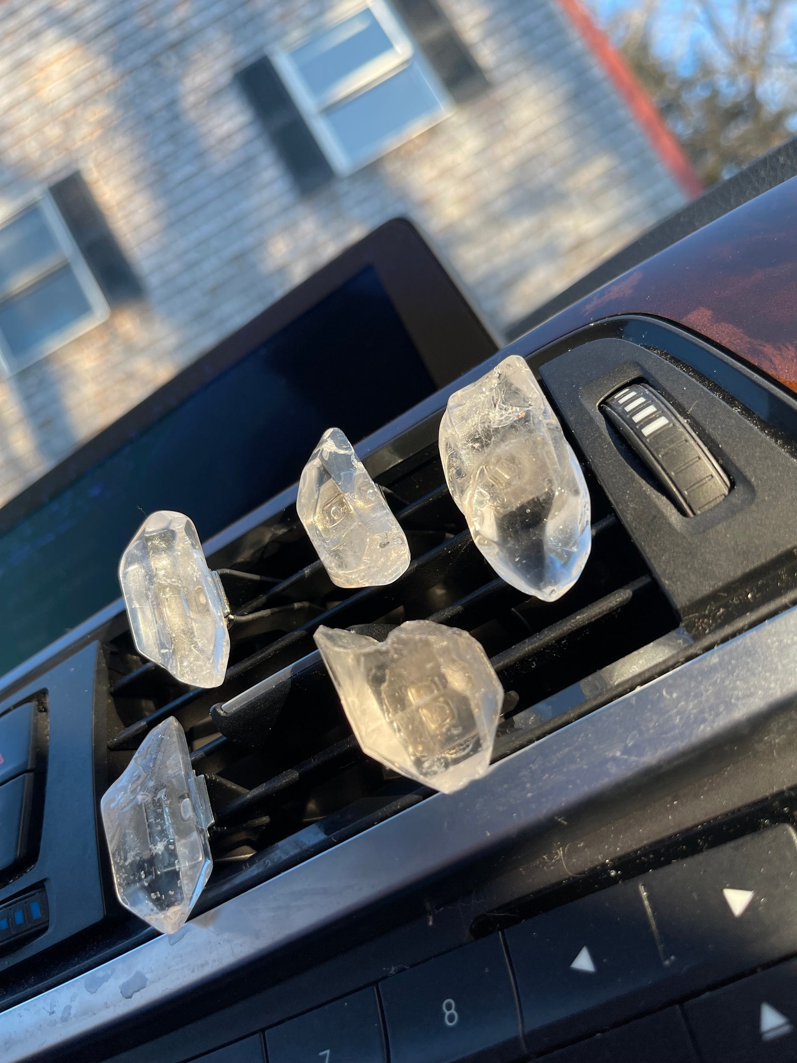 Quartz Crystal Point Car Vent Clips, You Choose Natural or Polished ...