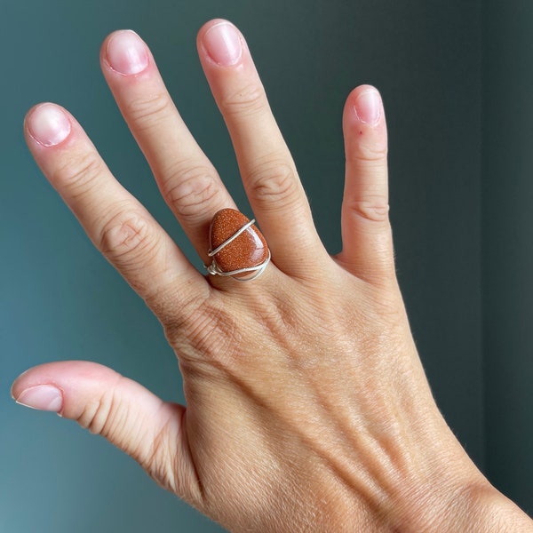 Goldstone Ring - Etsy