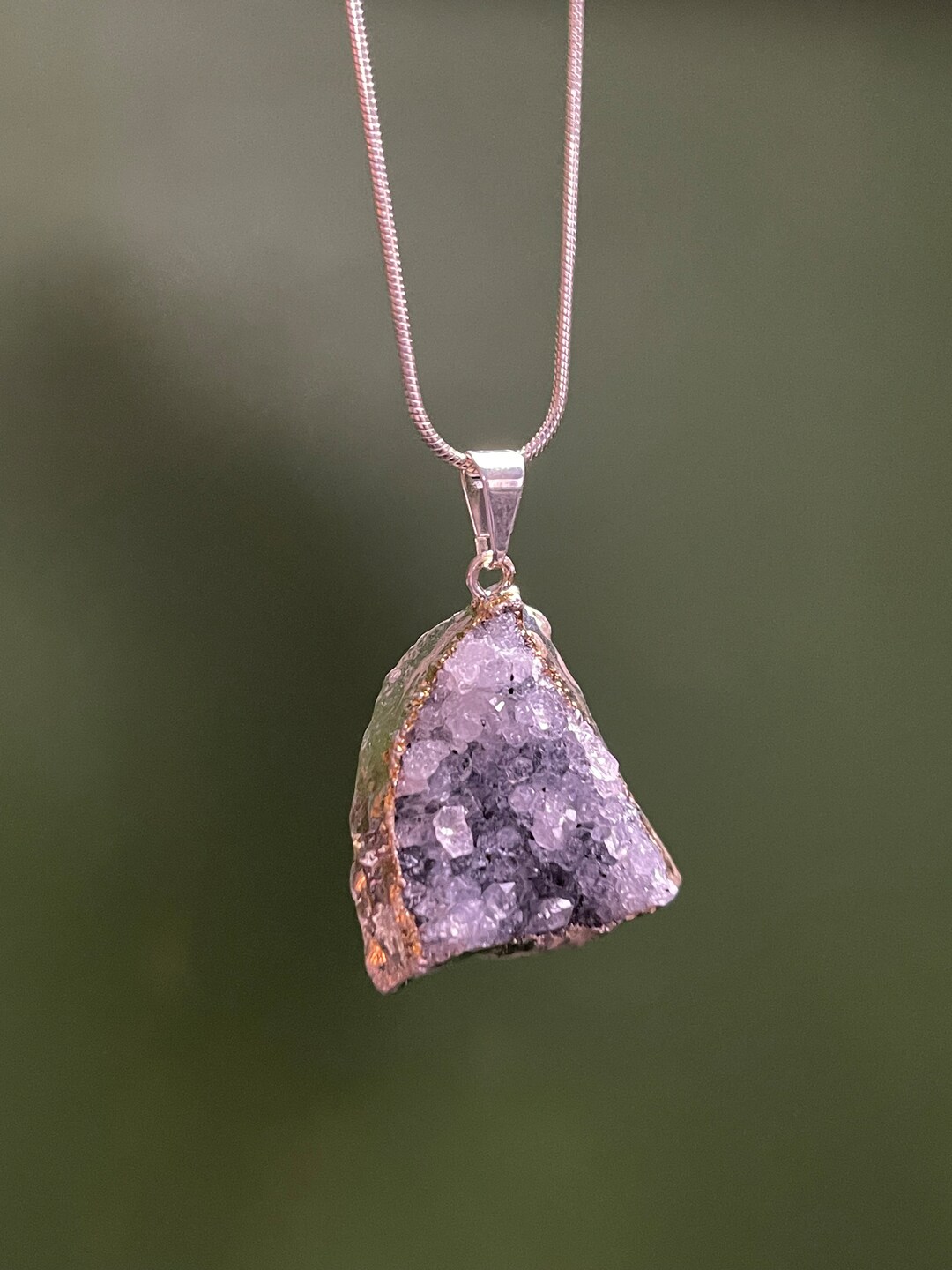 Natural Amethyst Crystal Cluster Necklace, Raw Amethyst Jewelry, Stone ...