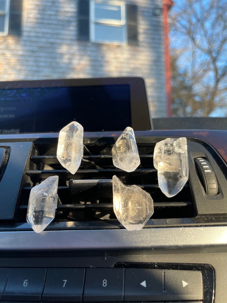 Quartz Crystal Point Car Vent Clips, You Choose Natural or Polished ...