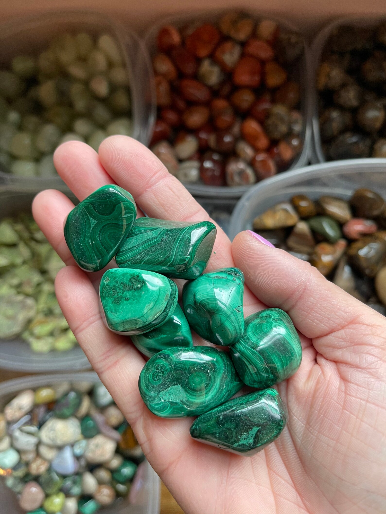 Malachite Crystal Tumbled Stone Chakra Stone Manifest - Etsy