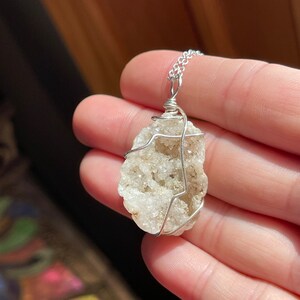 Geode Crystal Necklace, Quartz Cluster Pendant, Sparkly Quartz Crystal ...