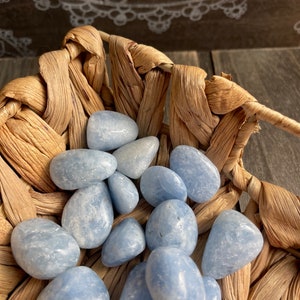 Blue Calcite Tumbled Stones, Polished Gemstone, Blue Calcite Crystals ...