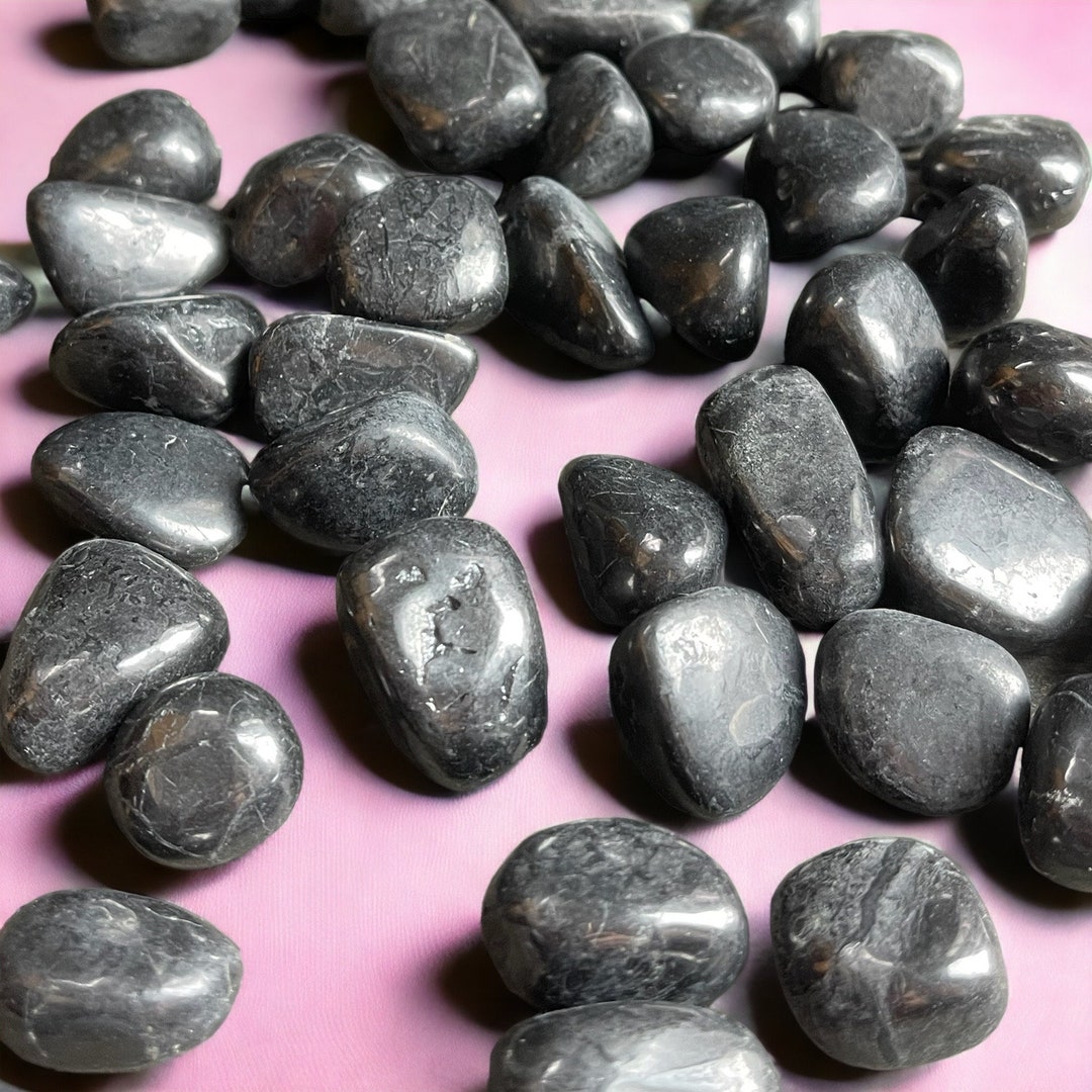 Shungite Tumbles, EMF Shield & Blocks Negativity, Polished Shungite Tumbled Stone, Healing ...