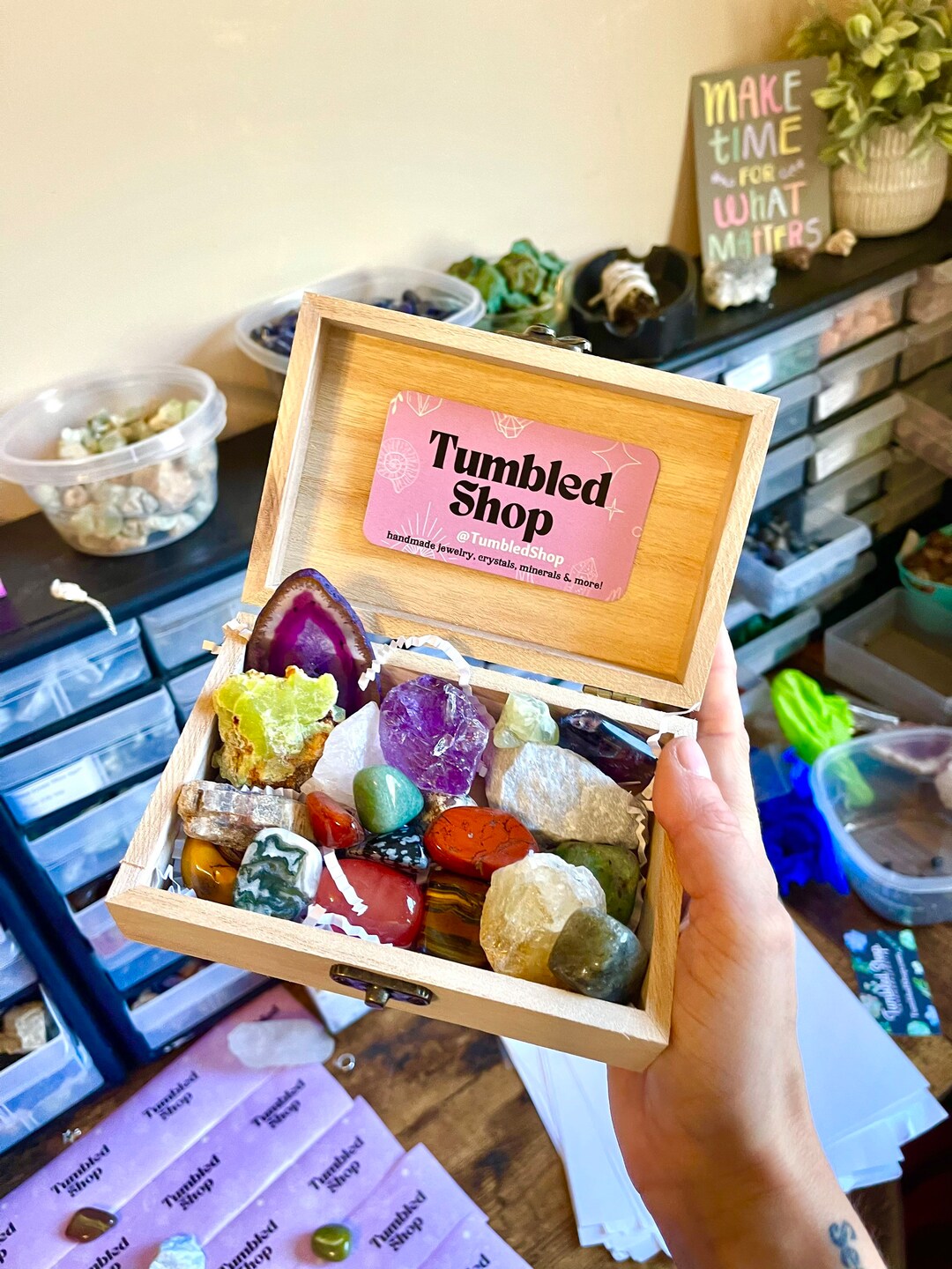 Crystal Box Various Crystals Aligned Personalized Box, Mix of Natural ...