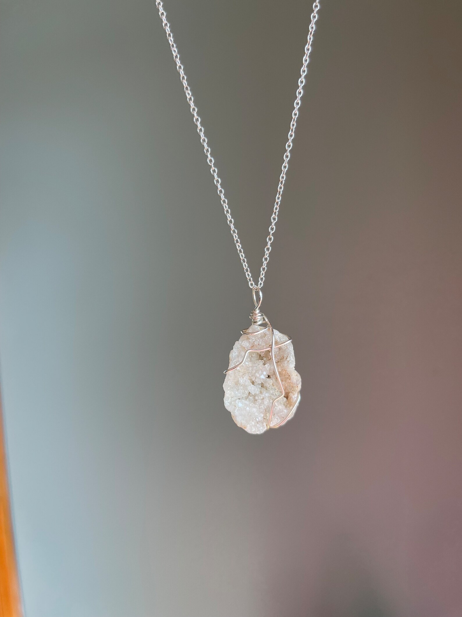 Geode Crystal Necklace, Quartz Cluster Pendant, Sparkly Quartz Crystal ...