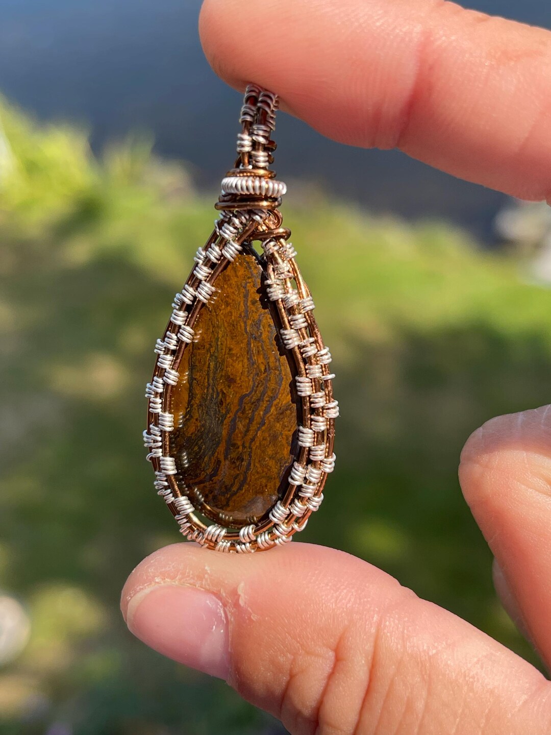Bronzite Crystal Pendant Necklace Wire Wrapped Jewelry, Gemstone Healing Necklace Gift - Etsy