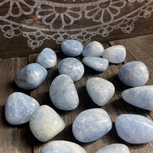 Blue Calcite Tumbled Stones, Polished Gemstone, Blue Calcite Crystals ...