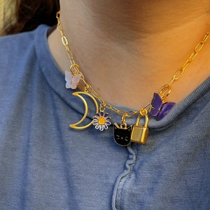 Custom Charm Necklace, Build Your Own Gold Plated Jewelry, Personalized ...