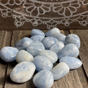 Blue Calcite Tumbled Stones, Polished Gemstone, Blue Calcite Crystals ...