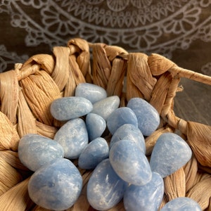Blue Calcite Tumbled Stones, Polished Gemstone, Blue Calcite Crystals ...