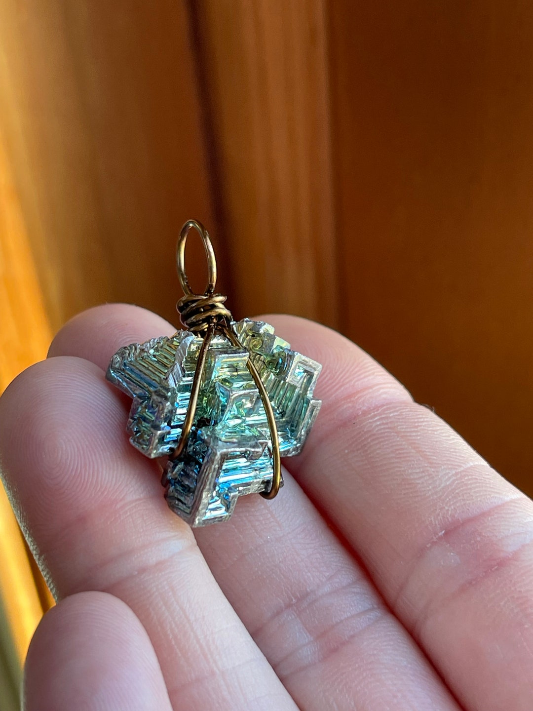 Bismuth Crystal Necklaces, Bismuth Jewelry, Wire Wrapped Bismuth ...