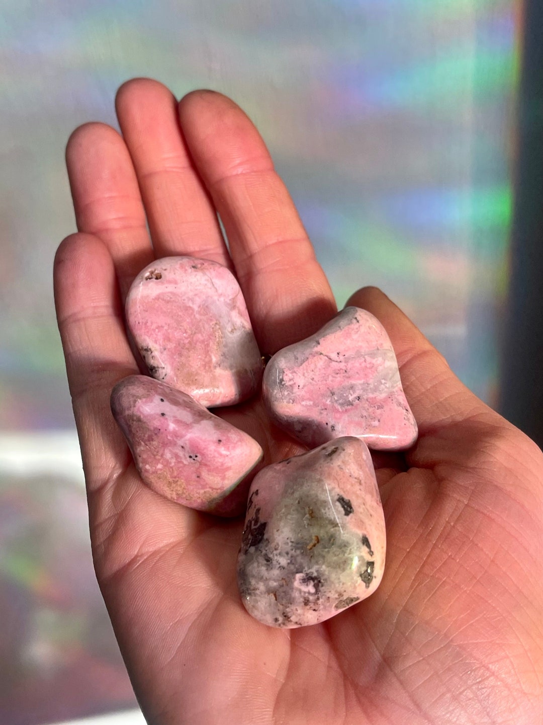Peruvian Rhodonite Tumbled Stones, Large Pink Rhodonite Crystal Tumbles ...