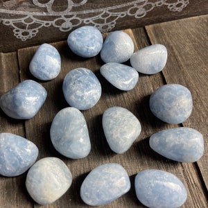 Blue Calcite Tumbled Stones, Polished Gemstone, Blue Calcite Crystals ...