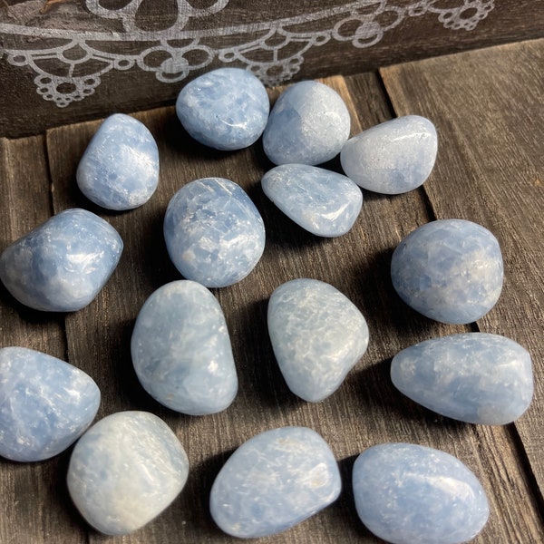 Blue Calcite Tumbled Stone - Etsy