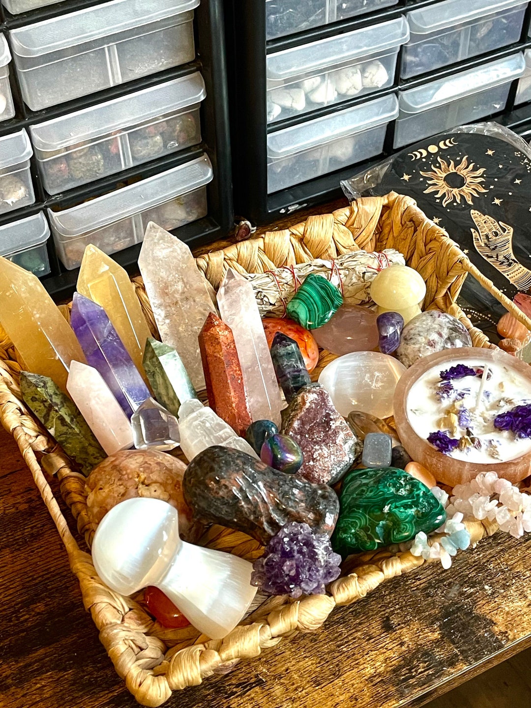 Mystery Crystal Kit, Healing Chakra Set Towers Wands Spheres Minerals ...