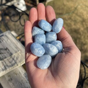 Blue Calcite Tumbled Stones, Polished Gemstone, Blue Calcite Crystals ...