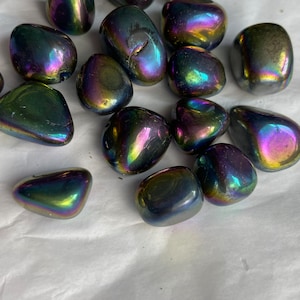 Rainbow Aura Quartz Stone, Titanium Tumbled Stone, Crystal Aura Quartz ...
