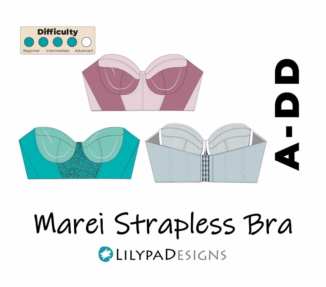 Marei Strapless Longline Underwire Bra Pattern = A-DD - Etsy