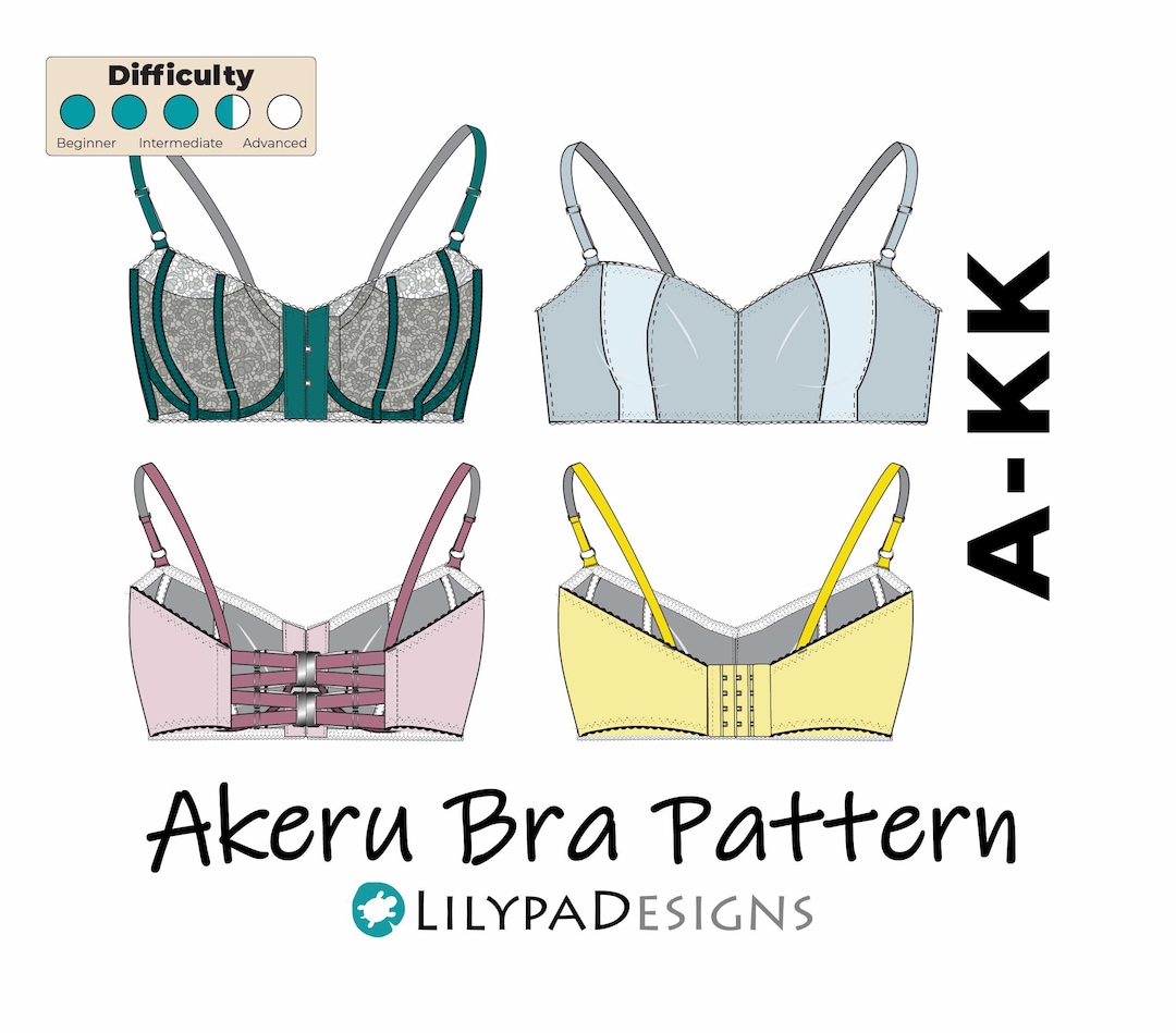 Akeru Front Close Bra Pattern = A-KK (PDF) = Wired or Wireless - Etsy
