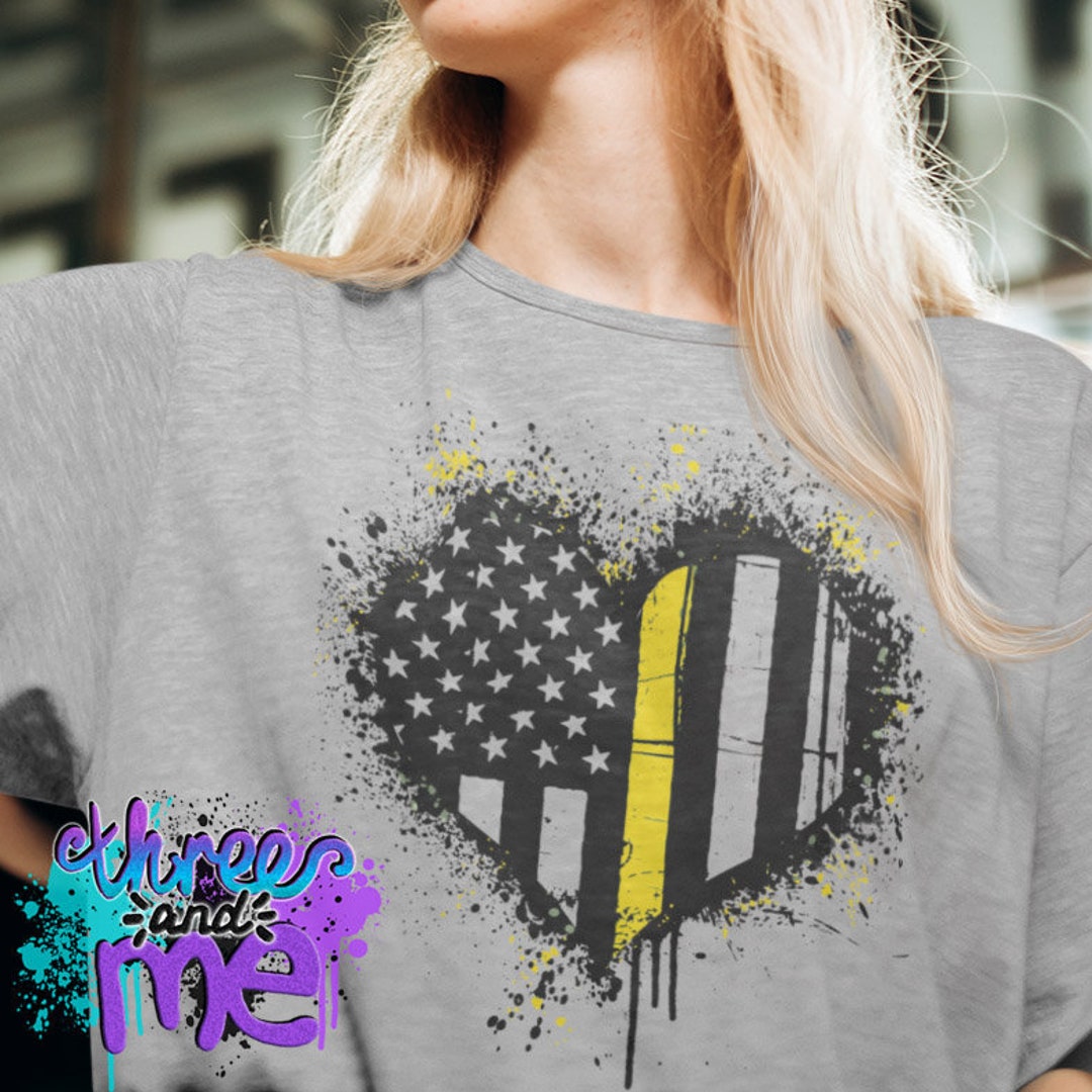 Thin Yellow Line Heart Inspired Dispatcher T-shirt in Unisex, Women's ...
