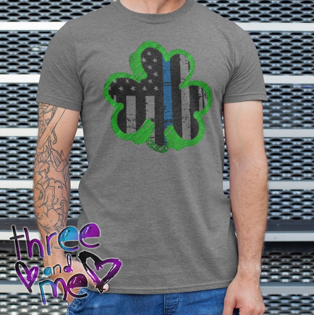 Handcuff Thin Blue Line Inspired Four Leaf Clover T-shirt; Police ...