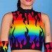 Flame Crop Top, Fire Cropped Top, Rainbow Half Zip Crop Top, Rave Co ...