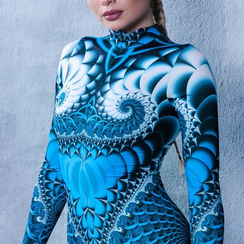 Rave Costume in Blue & White One Piece Festival Catsuit - Etsy