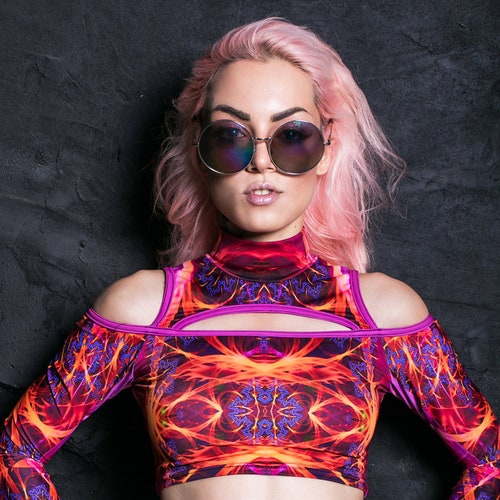 Festival Cold Shoulder Crop Top Red Crop Top Rave Cut Out - Etsy UK