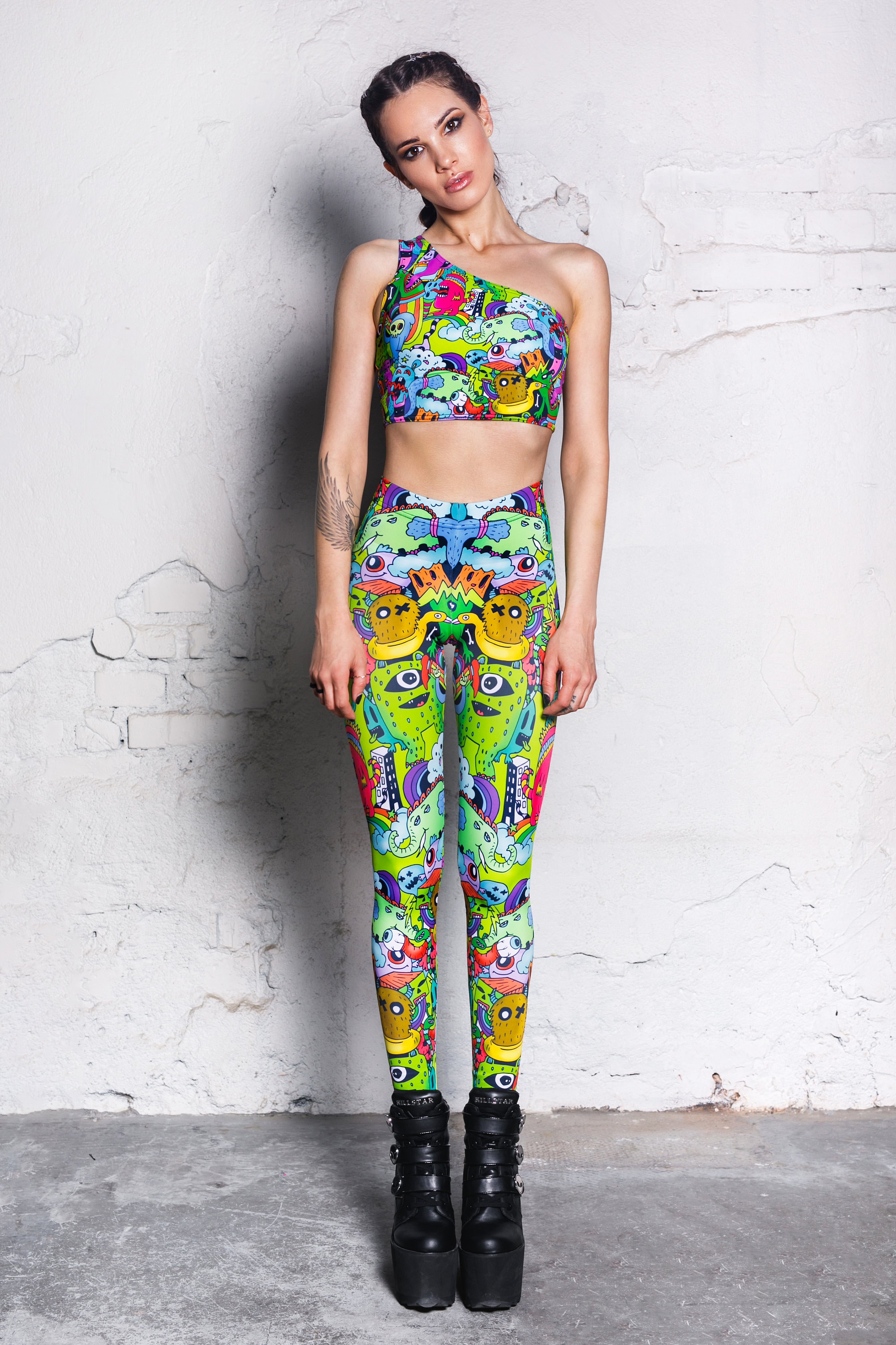 Cute One Shoulder Top, Green Cropped Top, Festival Top, Rave Crop Tops ...