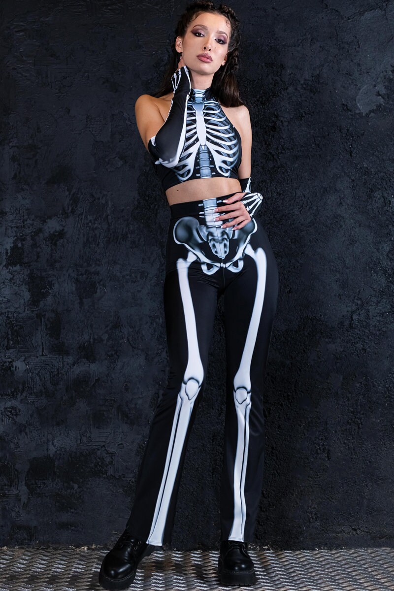 Skeleton Flare Pants Halloween Pants Skeleton Flare - Etsy