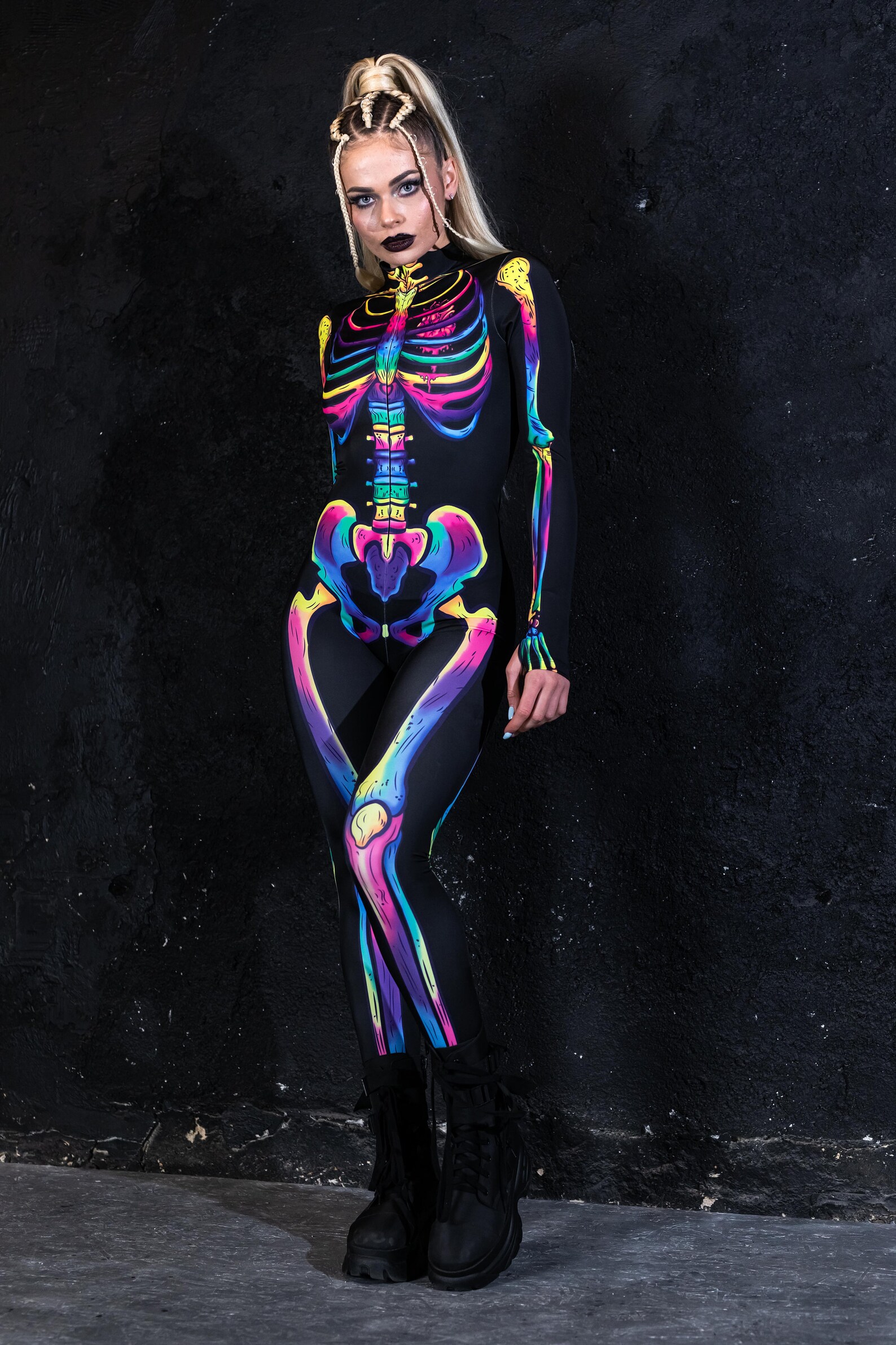 Skeleton Costume With Rainbow Bones Halloween Skeleton - Etsy