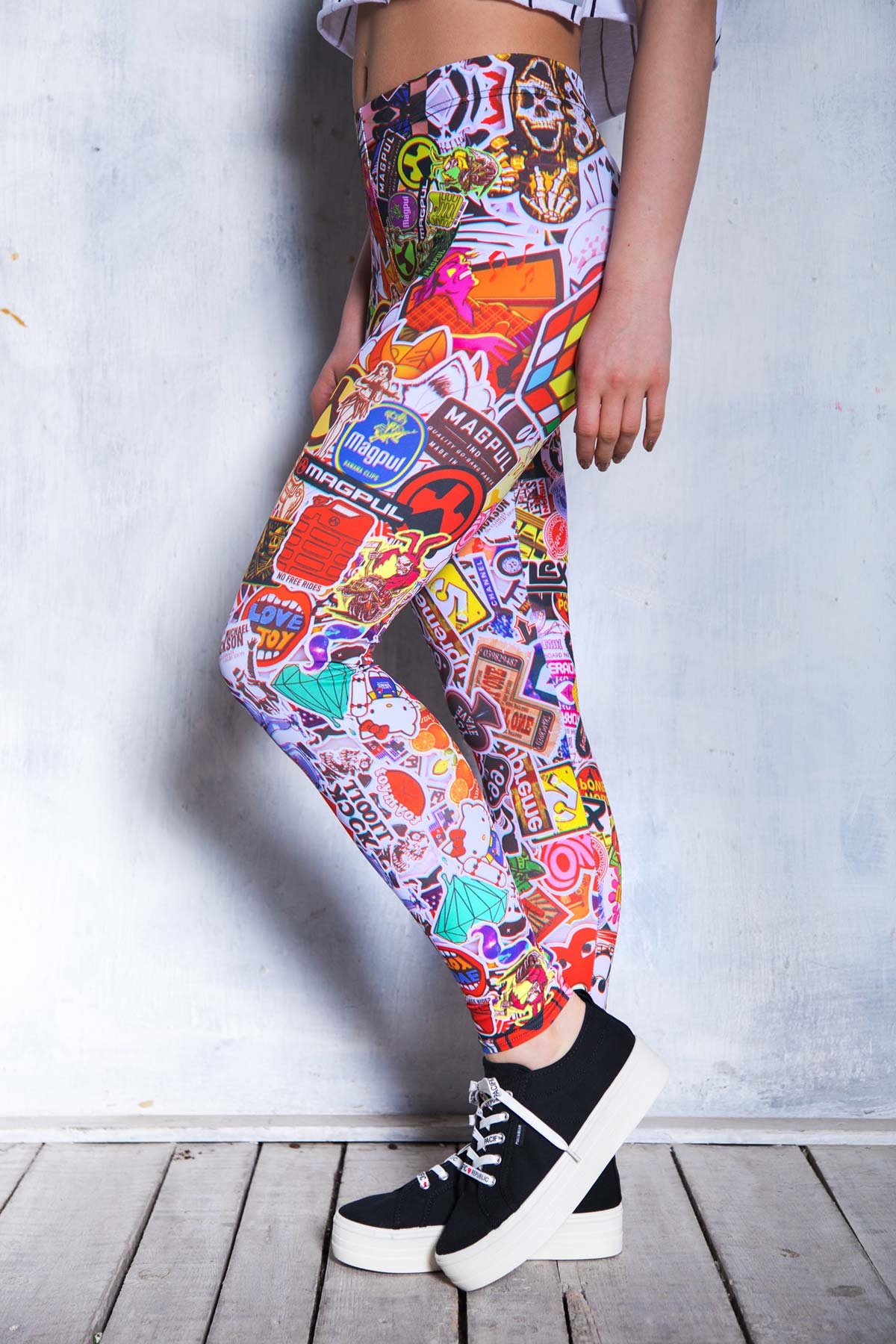 Sticker Bomb Leggings Festival Leggings Rave Outfit Printed | Etsy