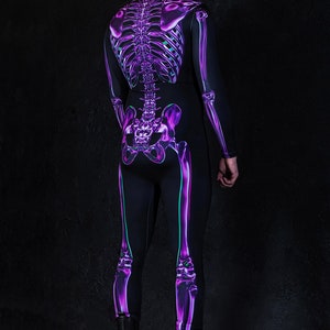 Purple Skeleton Costume for Men, Adult Halloween Costumes, Skeleton ...