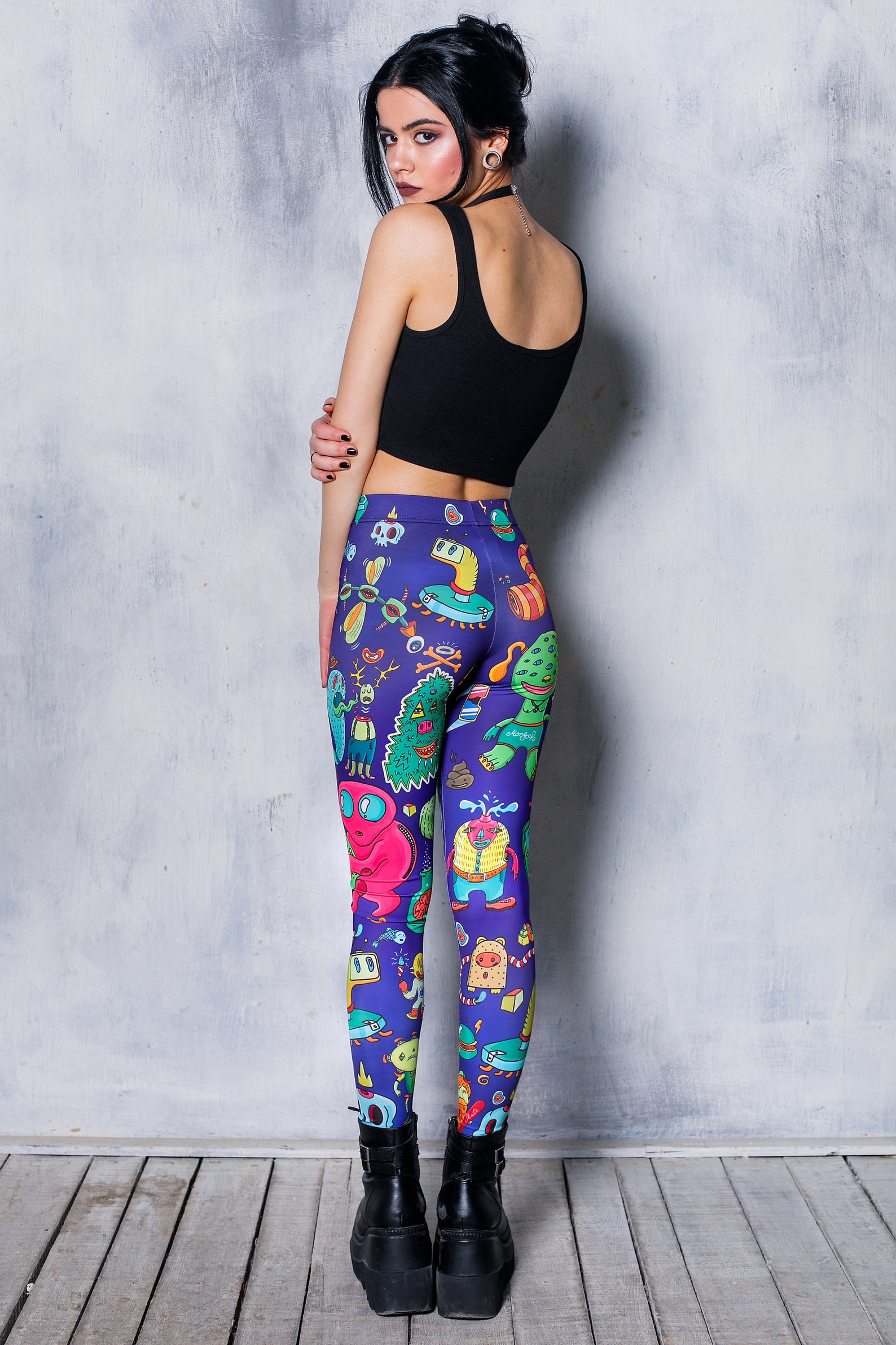 Printed Leggings With Aliens Cute Anime Leggings for Women | Etsy