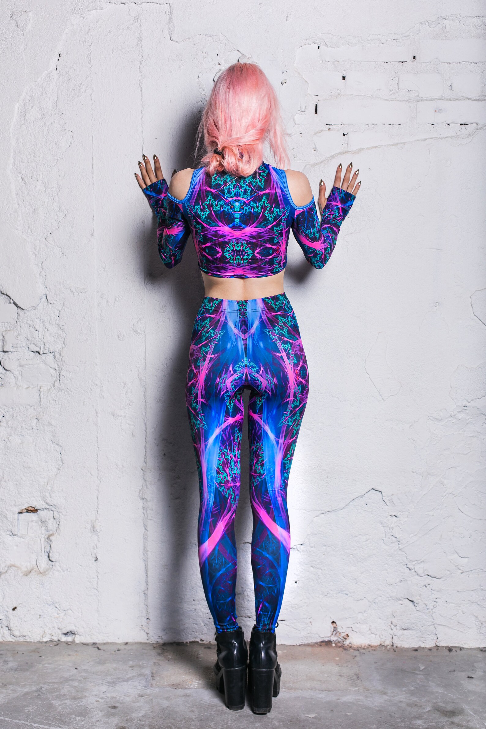 Blue Long Sleeve Crop Top, Blue Rave Outfits, Rave Cold Shoulder Top ...