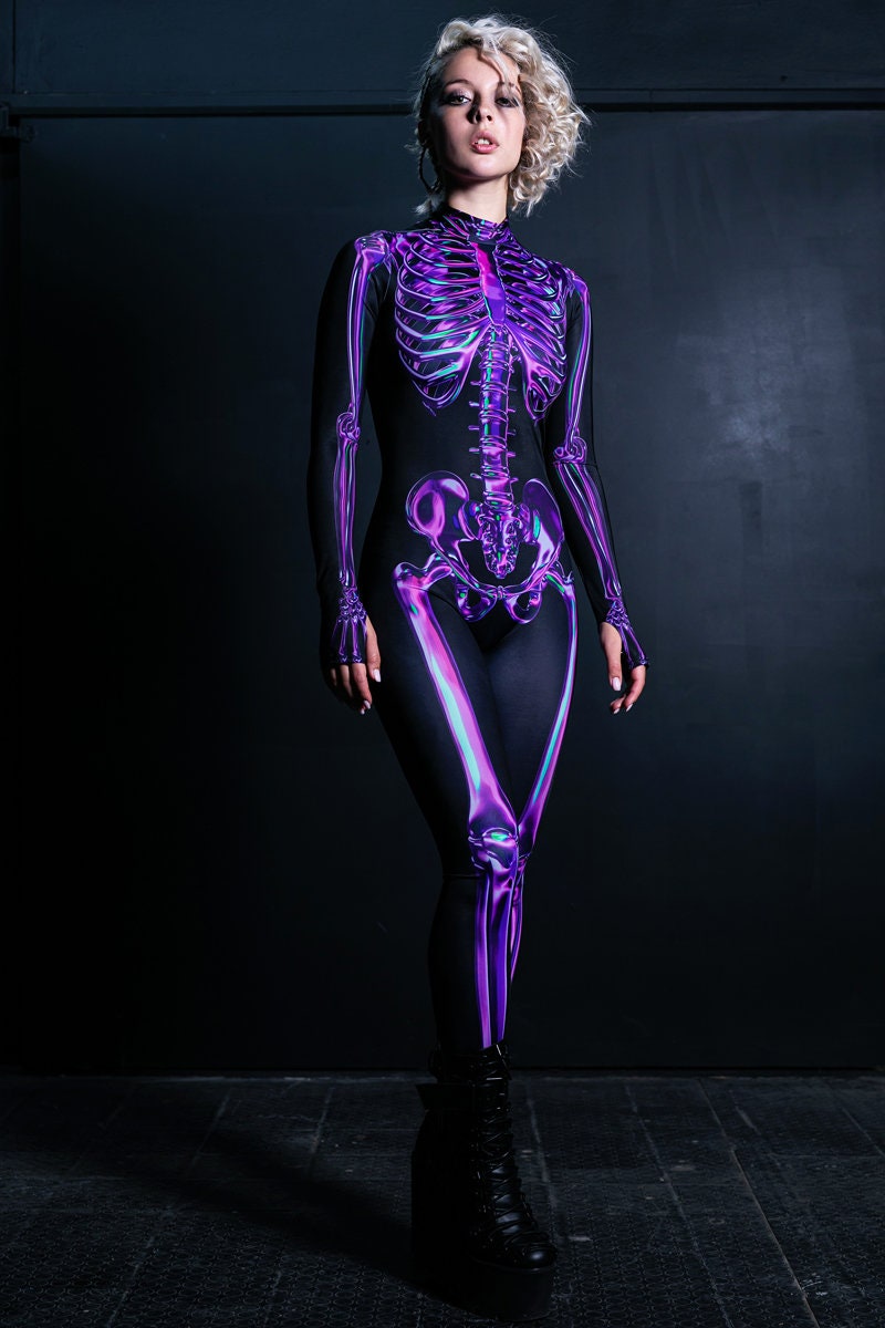 Purple Skeleton Costume Glow in the Dark Costume Halloween - Etsy