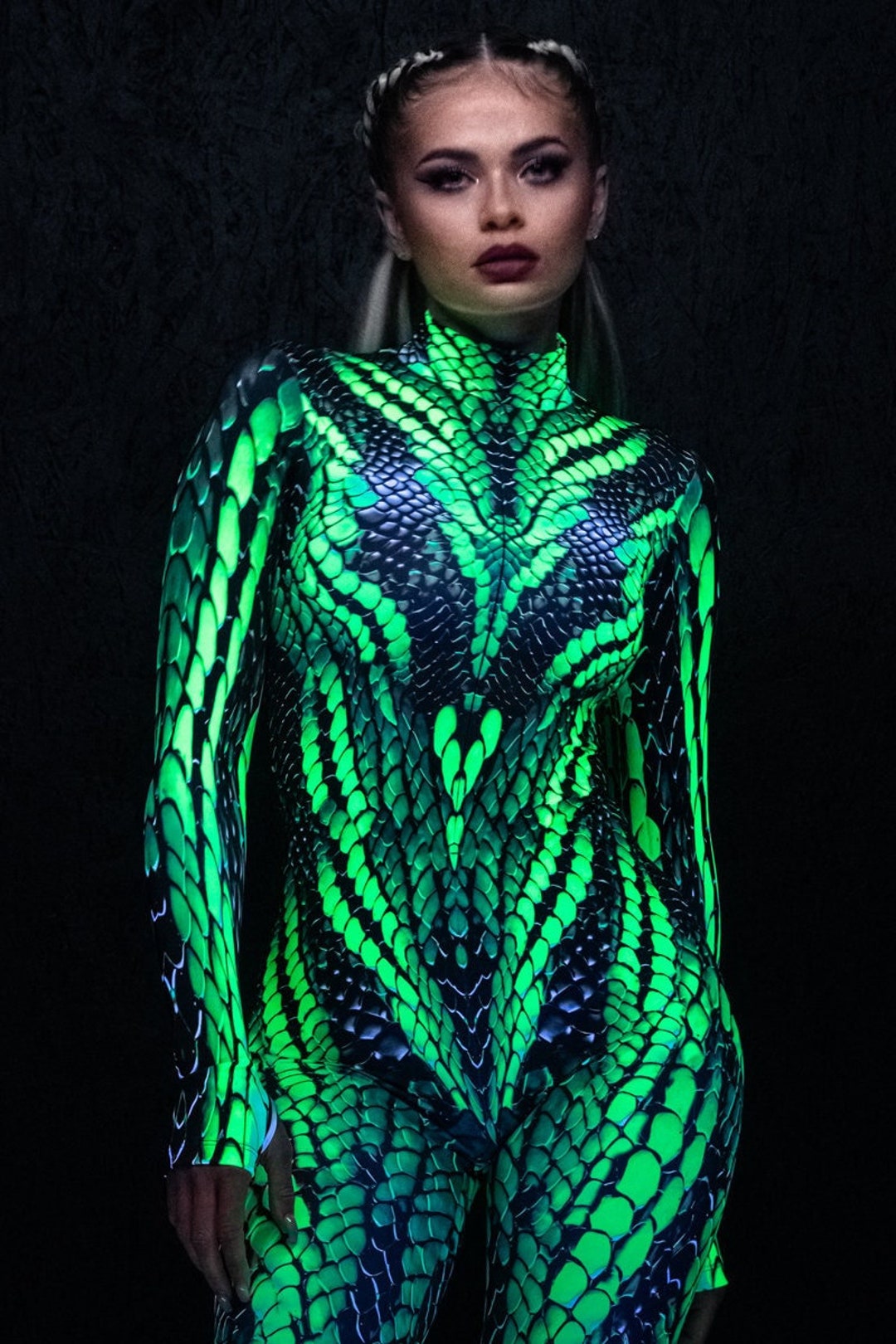 Green Snake Costume, Dragon Costume, Neon Halloween Costume for Women ...