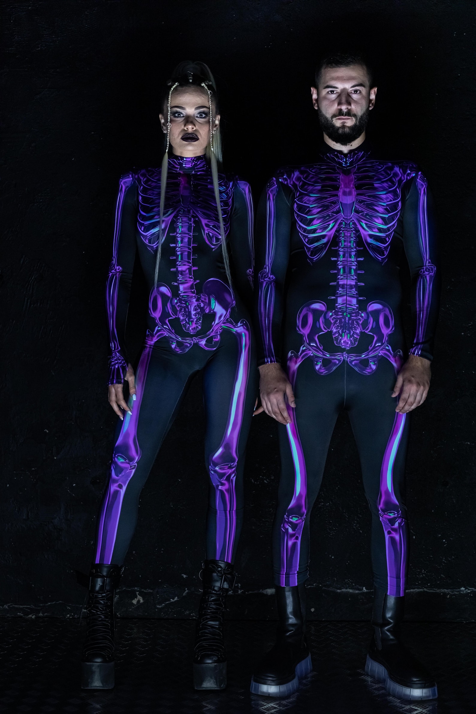 Purple Skeleton Costume Glow in the Dark Costume Halloween - Etsy