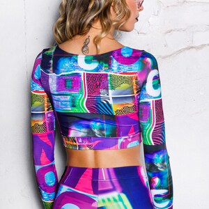 Festival Crop Top, Rave Cropped Top, Glitch Crop Top for Women, Rave ...