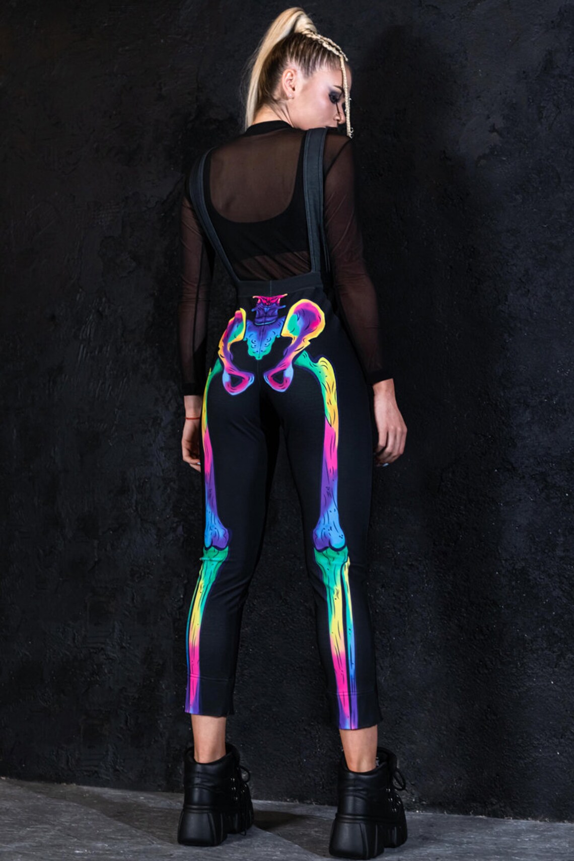 Rainbow Skeleton Overalls, Skeleton Dungaree With Bones, Halloween ...