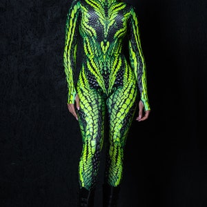 Green Snake Costume, Dragon Costume, Neon Halloween Costume for Women ...