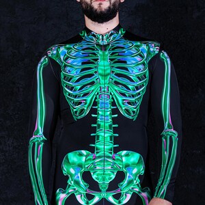 Green Skeleton Costume for Men, Adult Halloween Costumes, Skeleton ...