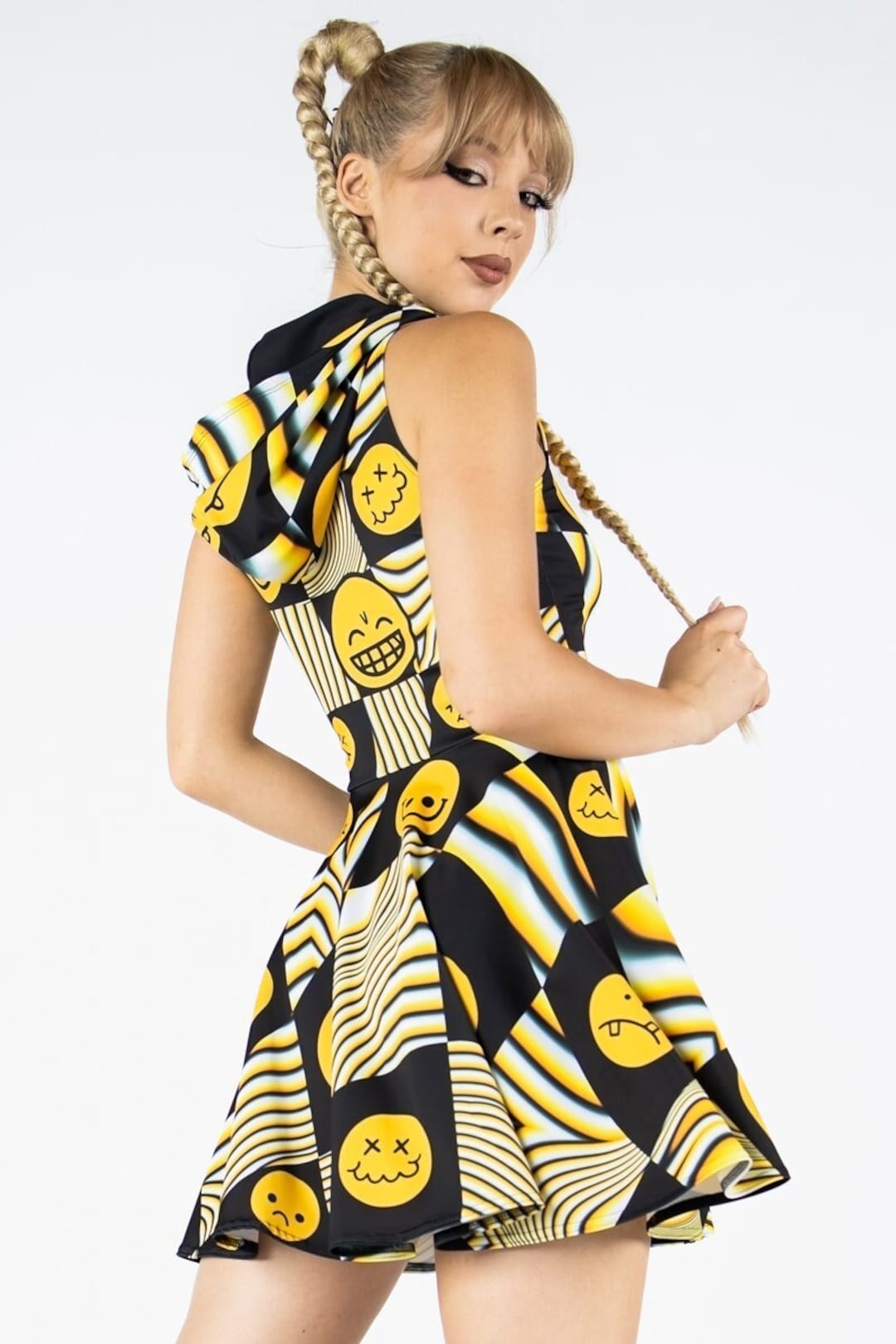 Rave Skater Dress, Festival Hooded Dress, Clubwear Spandex Dress, Party ...