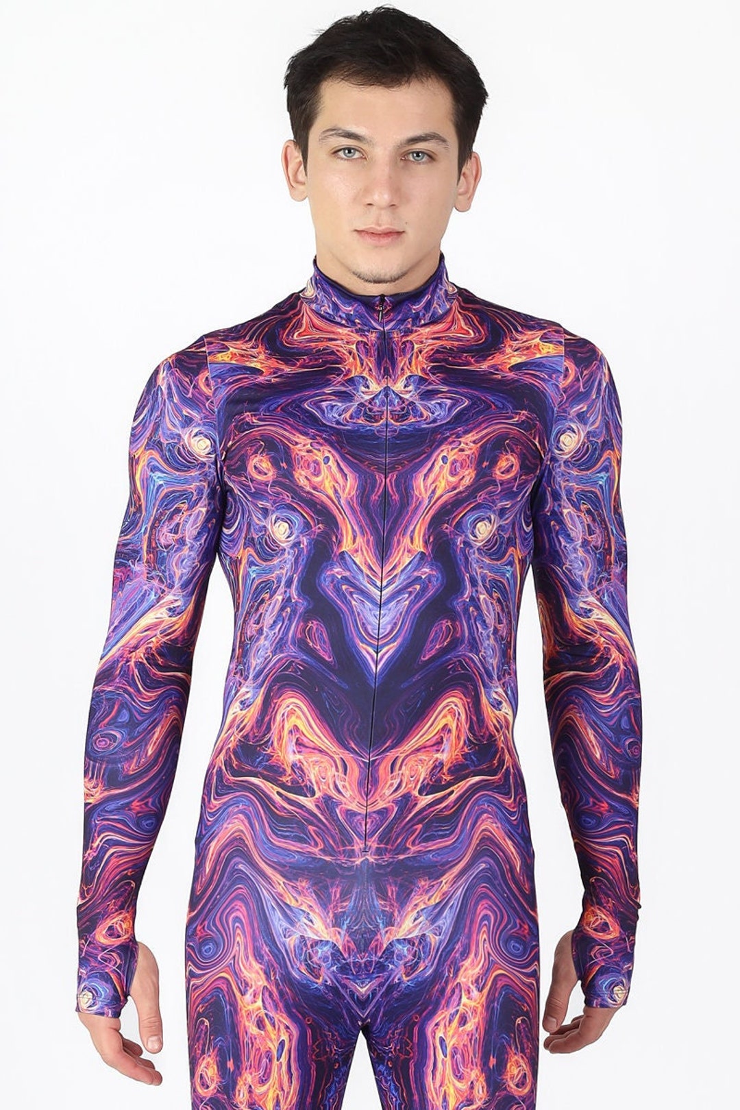 Purple Liquid Print Costume for Men, Purple Rave Outfit for Men, Full ...