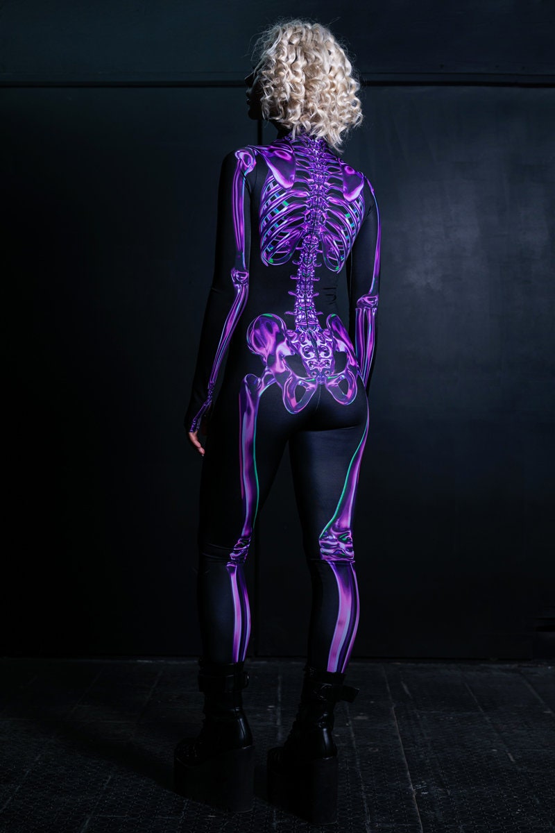 Purple Skeleton Costume Glow in the Dark Costume Halloween - Etsy