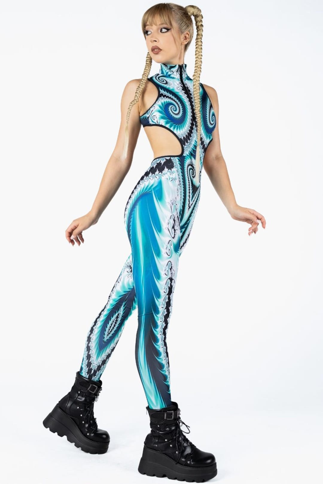 Trippy Rave Costume for Women, Rave Cutout Catsuit, Bodysuit Costume ...
