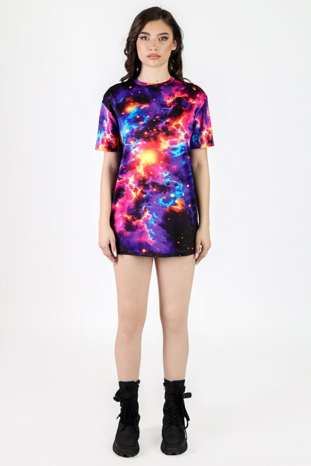 Galaxy Oversized Tee, Printed Graphic Tshirt, Festival Women T Shirt ...